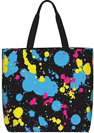 Generic Sac Fourre-Tout &Eacute;claboussures N&eacute;on Phosphorescentes Sac &Agrave; Dos R&eacute;utilisable De Grande Capacit&eacute; Sacs En Toile, Pour Voyage, Shopping, Femmes, Filles