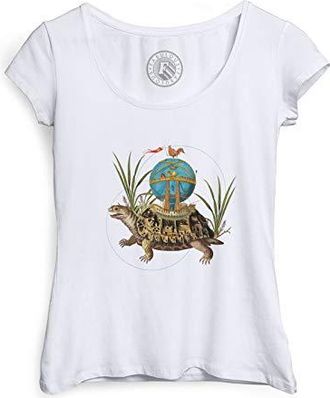 Fabulous T-Shirt Femme Col Echancr&eacute; Vaisseau Tortue Collage Art Surr&eacute;alisme Jules Verne Fantastique