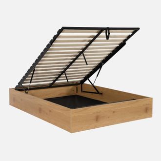 Sweeek Letto Contenitore Con Rete A Doghe Decorazione Legno, 140x190cm
