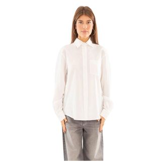 Pinko Corea Gestreiftes Hemd mit Tasche - - Blouses & Shirts - Damen - Wei&szlig; - L