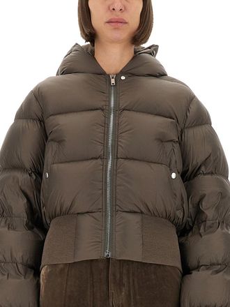 Rick Owens Hooded Nylon Down Jacket - Brown