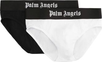 Palm Angels Homme, Sous-v&ecirc;tements, Multicolore, Taille: L Lot de deux slips en coton avec bande &eacute;lastique logot&eacute;e