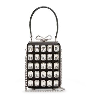 Self Portrait Satin Floral Crystal Clutch Bag - - Bags - Damen - Schwarzk - ONE SIZE