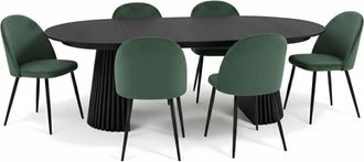 ebuy24 Tokyo Essgruppe Esstisch (Schwarz Esstisch + Gr&uuml;nem Velours)