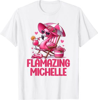 BDAZ Flamazing Michelle Pink Flamingo, Tropische Strandszene, Damen T-Shirt