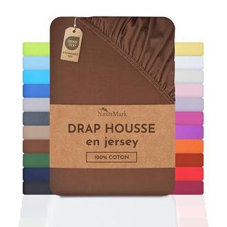 NatureMark Drap-Housse en Jersey, 100% Coton, Disponible dans de Nombreuses Tailles et Couleurs, qualité Oeko-Tex Standard 100, 140 x 200 cm - 160 x 200 cm, Choc