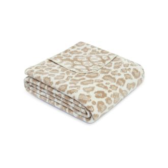 s.Oliver Leo Decke 150x200 cm - Baumwollmix, Made in Germany, warm & waschbar, Kuscheldecke Leoparden Muster beige