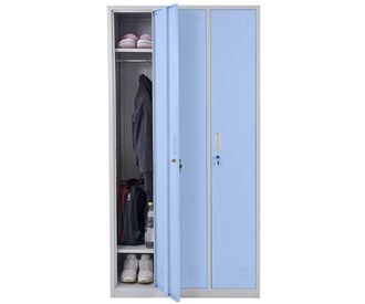 Mendler Schließfach Boston T829, Spind Wertfachschrank Schließfachschrank, Metall 3 Fächer - blau