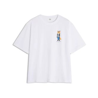 Maison Kitsun&eacute; Wei&szlig;es Fox Logo T-Shirt Oversize - - Tops - Herren - Wei&szlig; - L