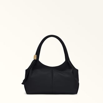 Furla Planeta Schultertasche M Nero Schwarz Genarbtes Keria Kalbsleder Damen