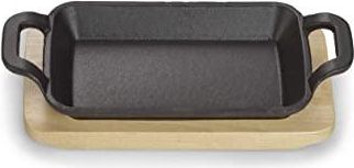 Echtwerk Servierschale aus Gusseisen, Servierschälchen, Mini Auflaufform mit Servierbrett, Bereits eingebrannt, Für Backöfen, Grill, und BBQ geeignet, Ideal zu