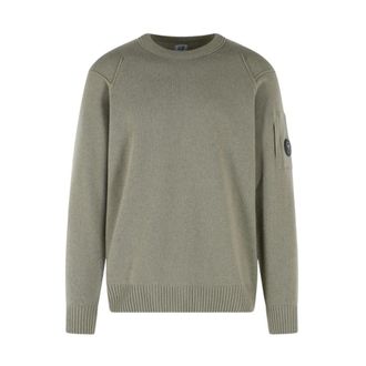 C.P. Company Pullover aus Lammwolle mit Rundhalsausschnitt - - Knitwear - Herren - Gr&uuml;n - L
