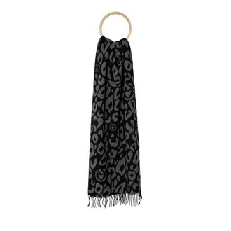 Sportalm &Eacute;charpe &agrave; franges l&eacute;opard - Femme - Accessoires - Noir - Taille: ONE Size