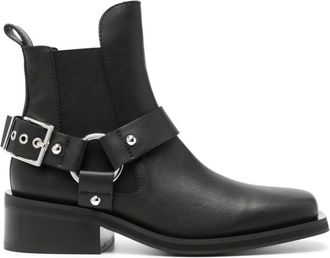 Ganni Femme, Chaussures, Noir, Taille: 36 EU Harness Detail Leather Chelsea Bottes