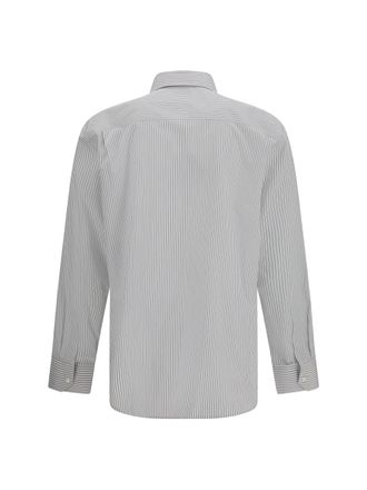 Saint Laurent Mens Striped Shirt With Button Fastening Beige Cotton