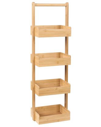Beliani Badregal Bambusholz mit 4 Fächern Hellbraun Badezimmer Stauraum Vaupes