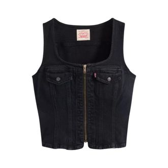 Levi's Femme, Tops, Noir, Taille: 36 FR Gilet z zamkiem vintage