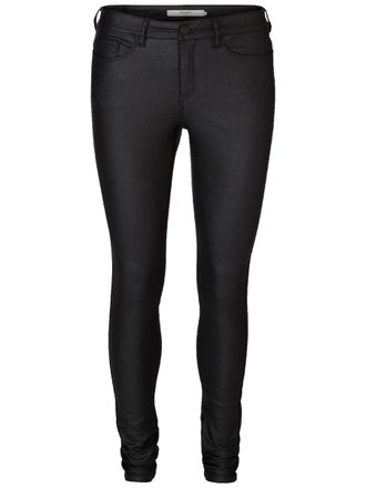 Vero Moda VERO Moda Damen Vmseven Nw Ss Smooth Coated Pant Tall, Black/Detail:Coated, XS / 36L