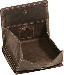 LEAS Modèle VIENNE portemonnaie particulier en cuir de vachette, fabrication façon « viennoise », avec compartiment pour la monnaie carré typique, marron V