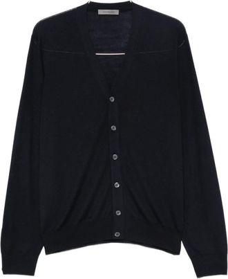Corneliani Cardigan boutonn&eacute; &agrave; col en V - Homme - Pulls - Bleu - Taille: XL
