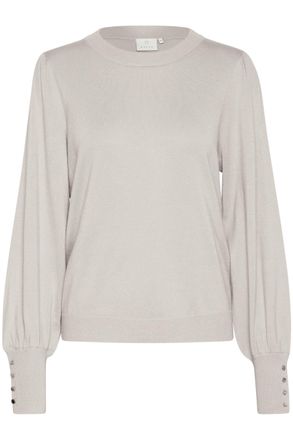 Kaffe Strickpullover KAlizza Damen Strickpullover Langarm Rundhals Mode Pulli S, Elephant Skin Melange S