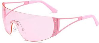 Generic Lunettes de soleil rétro une pièce pour femme - Lunettes de soleil surdimensionnées - UV400 - Tendance - Rose