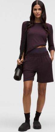 lululemon Short bermuda BeCalm taille mi-haute pour Femmes - Noir/Violet - Taille 2XS