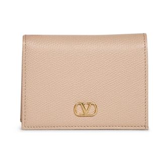 Valentino Garavani VLogo Signature Grainy Calfskin Wallet - - Accessories - Damen - Rosa - ONE SIZE