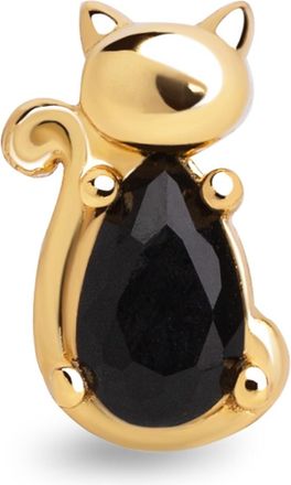 Singularu Einzelner Ohrring Cat Black. Sterlingsilber mit 18 kt Gold Beschichtung und Zirkonia. Schmuck für Damen