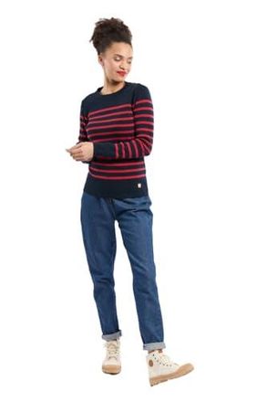 Armor Lux Pull Marin ray&eacute; Groix - Coton Rich Navy/Braise XL