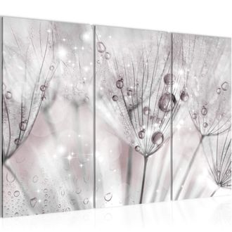 Runa Art Wandbilder Pusteblume Bild XXL Wohnzimmer Schlafzimmer Rosa Grau Natur 120 x 80 cm 3 Teilig 019931a