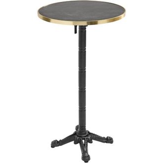 Oviala Table haute ronde 60 cm inclinable plateau marbre noir/dor&eacute; et noir