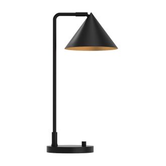 Licht-Erlebnisse Schreibtischlampe Schwarz Metall 51 cm verstellbarer Schirm Dimmer Modern E27 Tischlampe B&uuml;ro Leselampe Arbeitszimmer