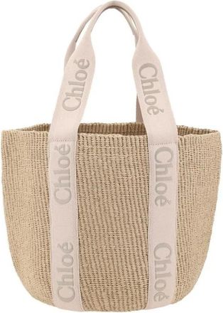 Chlo&eacute; Femme, Sacs, Beige, Taille: ONE Size Sac Seau en Raphia avec Anses Contrast&eacute;es