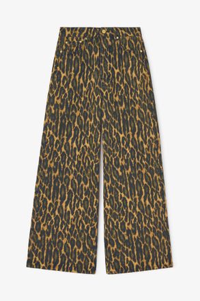 Ganni gr&uuml;n Baggy-Jeans mit Leopardenmuster Bio-Baumwolle - Gr&ouml;&szlig;e 24W/33L