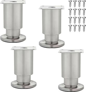 Generic Verstellbare M&ouml;belf&uuml;&szlig;e, Runde Metallf&uuml;&szlig;e Als Ersatz Schr&auml;nke, F&uuml;r Couchtische, Schreibtische, Sofas Und Regale, 4er-Pack, Mit Rutschfester Gummibasis(