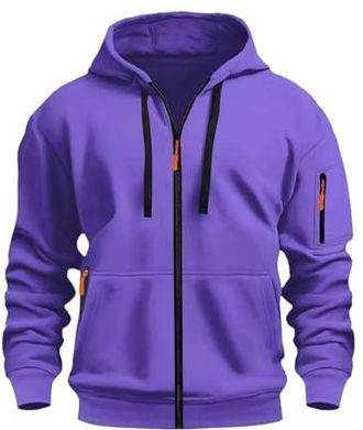 Generic Sweat &agrave; capuche tactique &agrave; fermeture &eacute;clair pour homme - Automne et hiver - Manches longues - L&eacute;ger - Coupe ample - Avec poches, violet, XXL