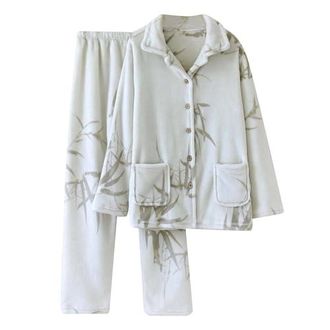 Generic Pyjama Homme Hiver Pyjama Polaire Homme Peignoir en Velours Corail &Eacute;pais Doubl&eacute; Polaire Robe de Chambre Ultra Chaude pour lHiver