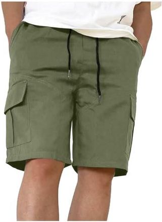 Generic Pantalon cargo pour homme - Couleur unie - Avec poche - Short de sport d&eacute;t&eacute;, Vert, 3XL