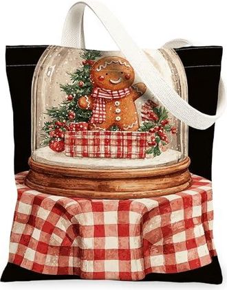 Generic Sacs fourre-tout en toile de pain d&eacute;pices, joli motif de vacances, sacs de courses r&eacute;utilisables, vintage, l&eacute;gers et lavables &agrave; l&eacute;paule pour les cours