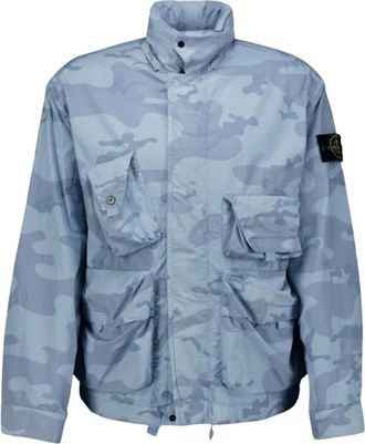 Stone Island Homme, Vestes, Bleu, Taille: XL Faded Camo Ripstop-TC Jacket