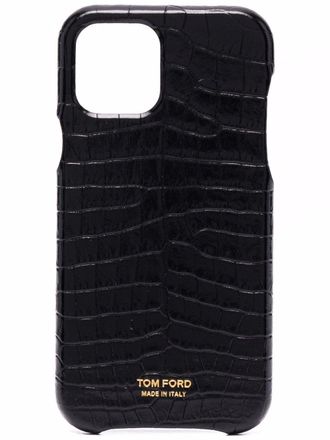 Tom Ford coque iPhone X/XS &agrave; effet peau de crocodile - Noir