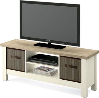 PEGANE Pegane - Meuble tv 2 portes coloris Pin/Cambrian - Hauteur 51 x Longueur 130 x Profondeur 41 cm