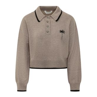 Palm Angels Langarm Poloshirt - - Tops - Damen - Beige - S