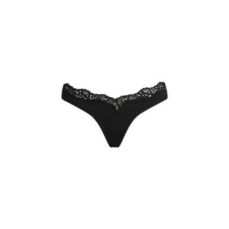 Moschino Femme, Sous-v&ecirc;tements, Noir, Taille: 40 FR String en microfibre et dentelle