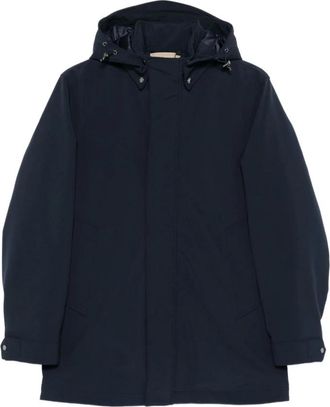 Woolrich Homme, Vestes, Bleu, Taille: 2XL Manteau Bleu à Capuche Manches Longues