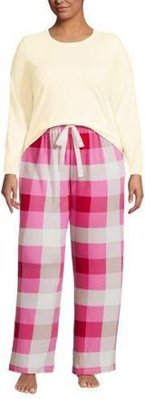 Lands End Gemustertes Jersey Pyjama-Set, Damen, Größe:56-58 plus, Rot, Elasthan/Baumwoll-Mischung, by Lands End