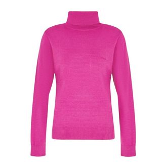 A|X Armani Exchange Femme, Pulls, Rose, Taille: 42 FR Pull Fuchsia Col Montant Tricot L&eacute;ger