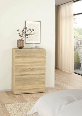 Dmora Kommode Clarice, Mehrzweckkommode, Schlafzimmerkommode, Schrank mit Schubladen, 77x40 h107 cm, Eiche