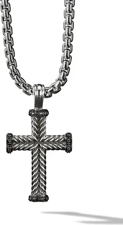 David Yurman pendentif Chevron Cross en argent sterling (33,5 mm) - Noir